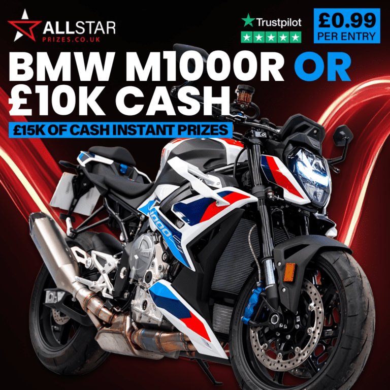 BMW M1000R or £10K Cash + £15,000 of INSTANT PRIZES – All Star Prizes